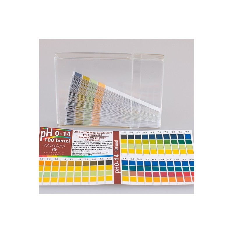 Hartie indicator pH 1-14 de precizie. Set 100 benzi Mayam - BioPharm